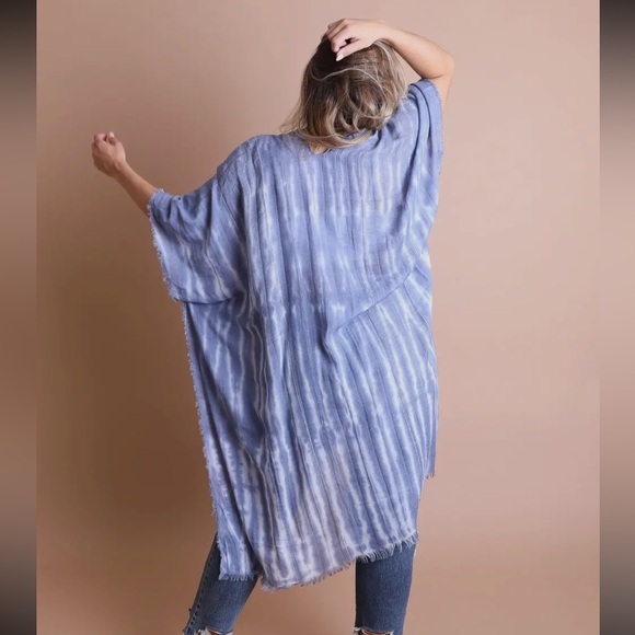 Kimonos & Yukatas | 2 Womens Open Front Kimono Blue Tie Dye Bohemian ...